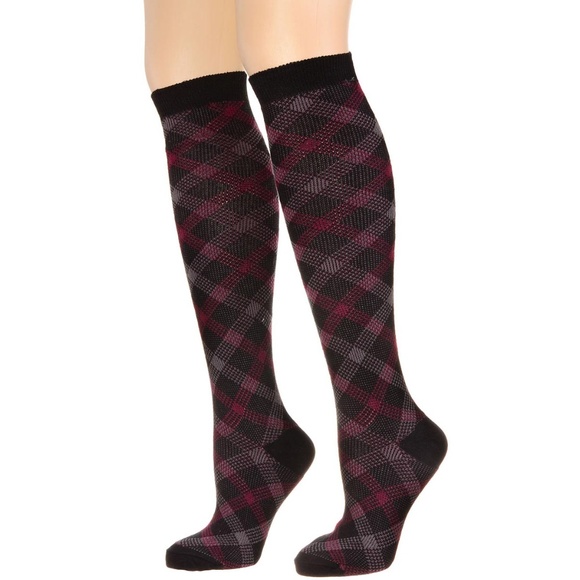 K. Bell | Accessories | New A Pop Of Punk Black Plaid Knee High Socks ...